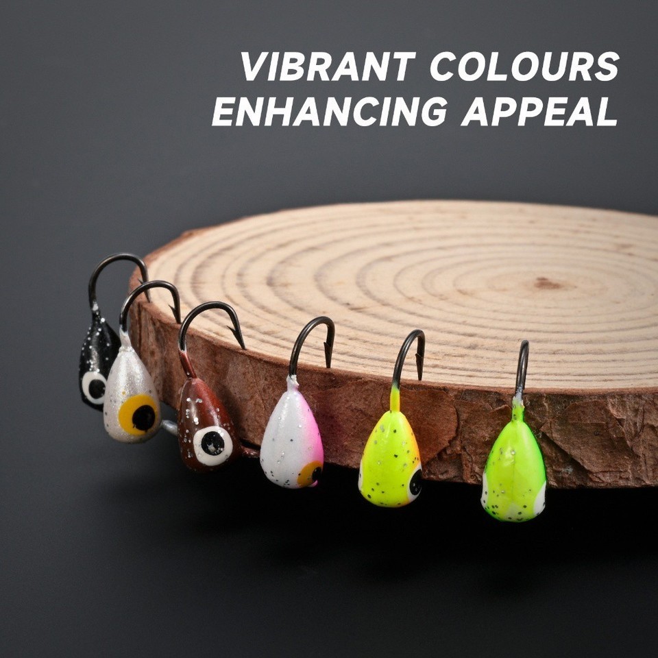 30pcs Ice Fishing Jigs with Carbon Steel Hooks Hard Lures for Bass and ...