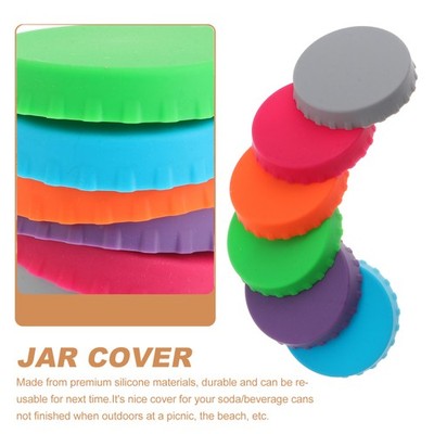 6 Pcs Can Drink Protector Silicone Sealed Bottle Cap Lids Cove Open ...