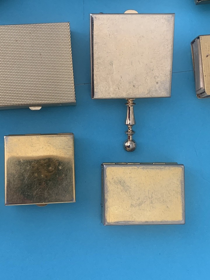 Vintage Decorative Brass Compact Ashtray Foldable Cup Pill Trinket Box ...