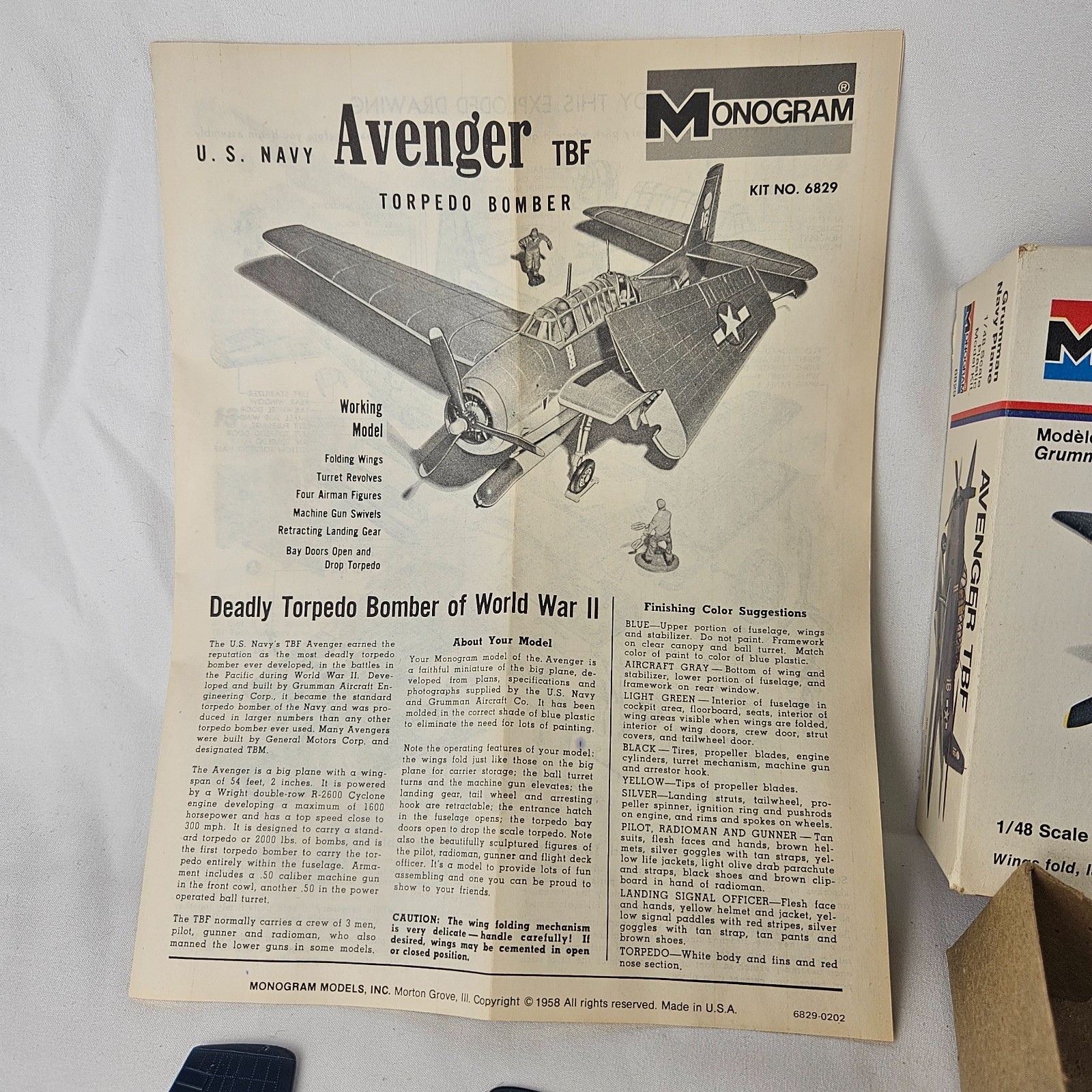 Vintage Monogram Avenger TBF 1/48 Scale Plastic Model Kit | eBay