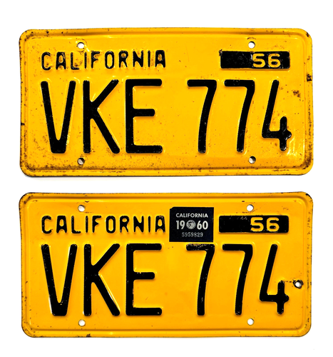 1956 California License Plates DMV Clear 1960 Chevrolet Impala 1960 ...