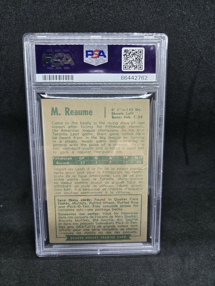 1955 Quaker Oats #7 Marc Reaume Psa 1 | eBay