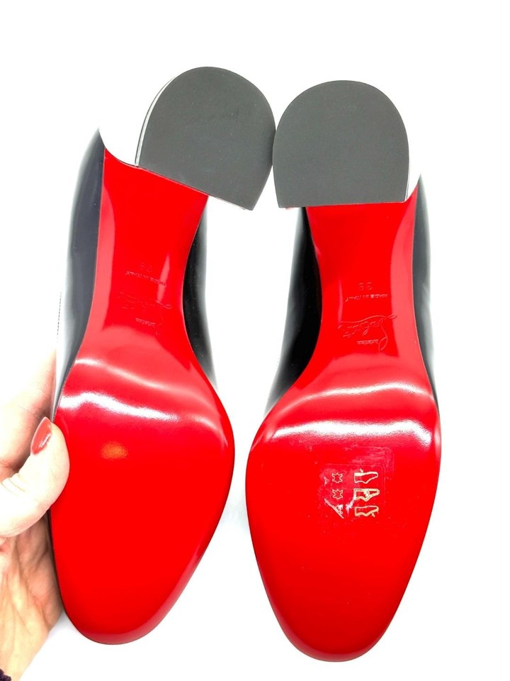 Christian Louboutin MISS SAB 85 Patent Leather Block Heels Pumps ...