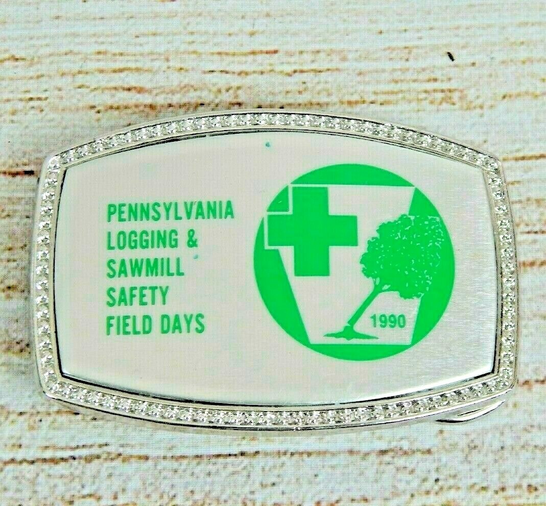 Vintage Metal Belt Buckle Pennsylvania Logging & Sawmill Safety Field ...