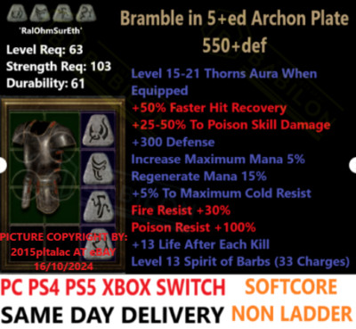 PC PS4 PS5 XBOX SWITCH Bramble Archon 550+ base Diablo 2 Resurrected ...