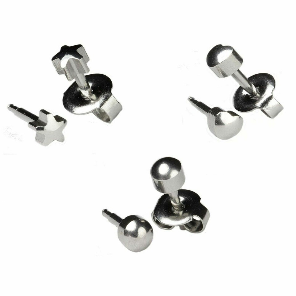 Sterilized Hypoallergenic Stud Earrings White Surgical Steel Multi ...