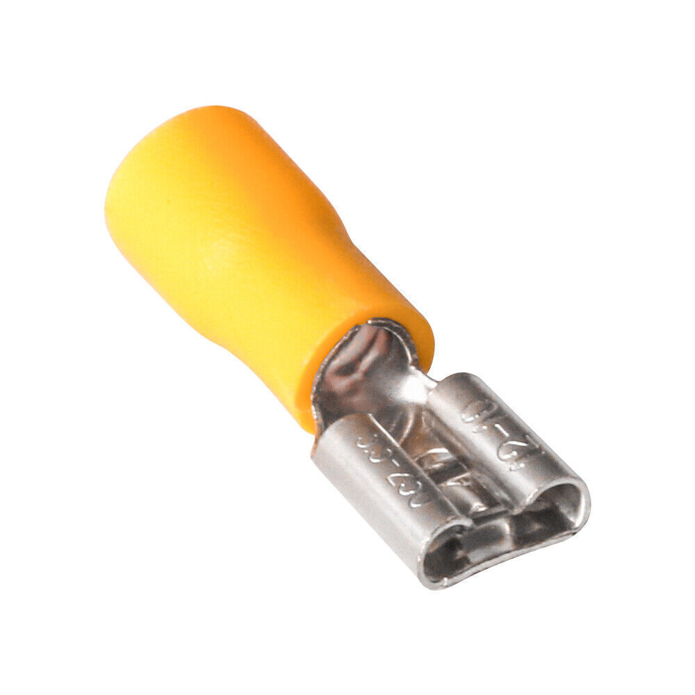 Yellow 6.3mm Female Spade Terminal Crimp 12-10AWG Wire Connectors ...