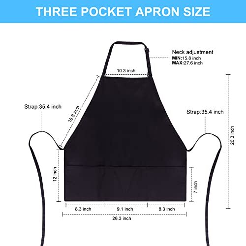 2 Pack 3 Pockets 100% Adjustable Bib Apron Chef Kitchen Cooking Cotton Black | eBay