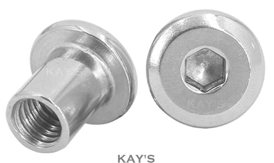 M6 FURNITURE CONNECTOR BOLTS & CAP NUTS FLAT HEAD ALLEN KEY SCREWS ZINC ...