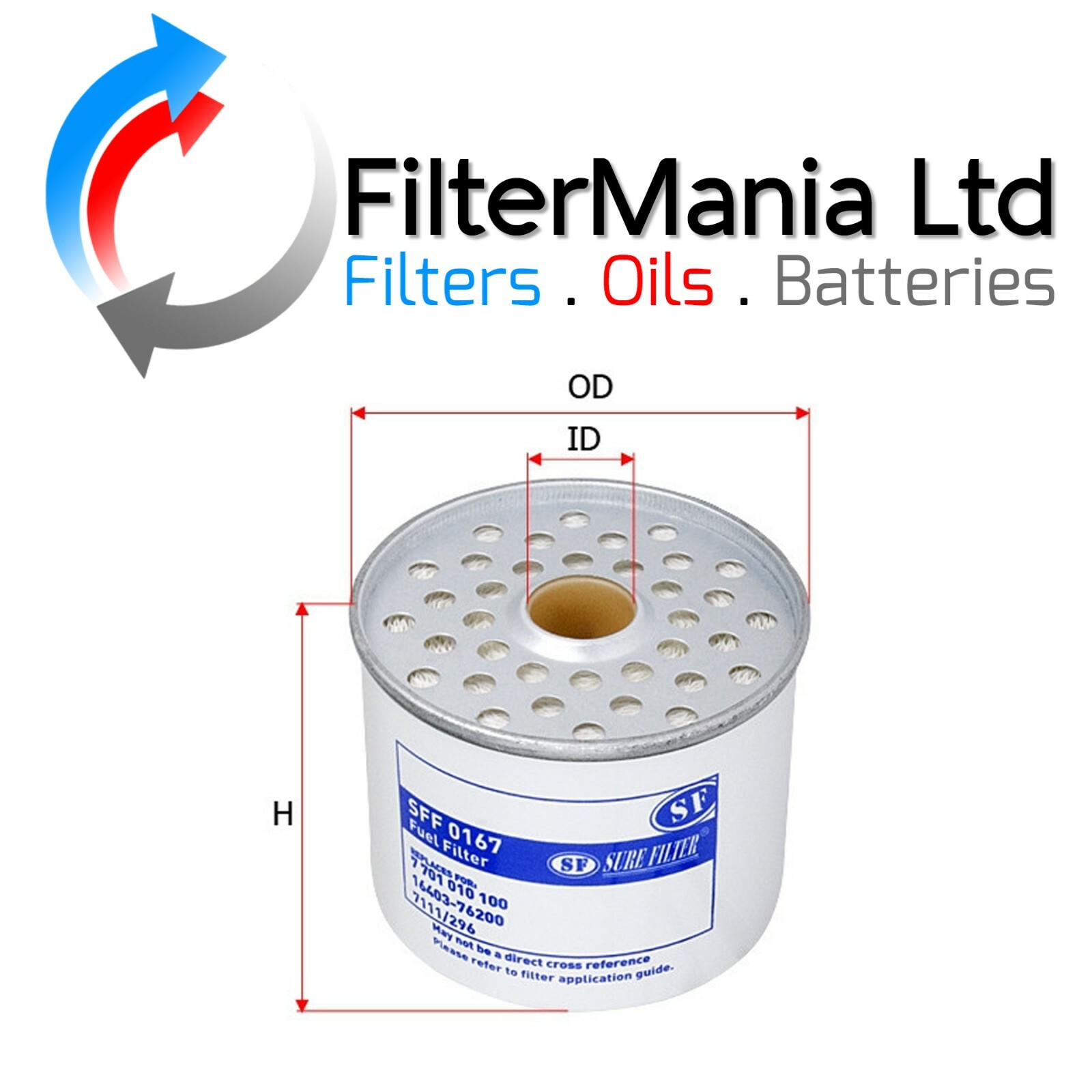 SURE SFF0167 FUEL FILTER CAV (BALDWIN BF825 / 296 / 522 / AZF015 ...