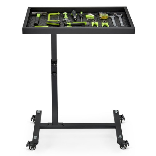 Adjustable Work Table with Wheels, Mechanic Rolling Tool Tray Table for ...