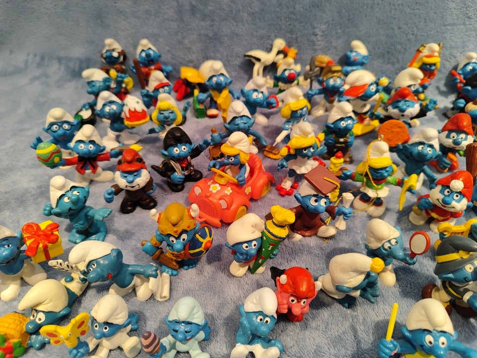 SCHLUMPFSAMMLUNG 9 PEYO 57 SCHLÜMPFE SCHLUMPF KONVOLUT ZUBEHÖR SCHLEICH ...