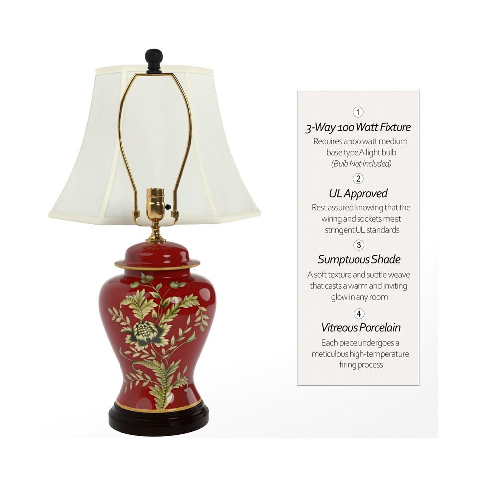 Red Lantern 22.5" Golden Foliage Porcelain Lamp 849527017258| eBay