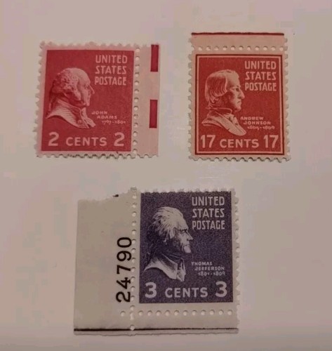Vintage 1932 Thomas Jefferson 3 Cent Stamp # 807, + #806 & 822 Hinged ...
