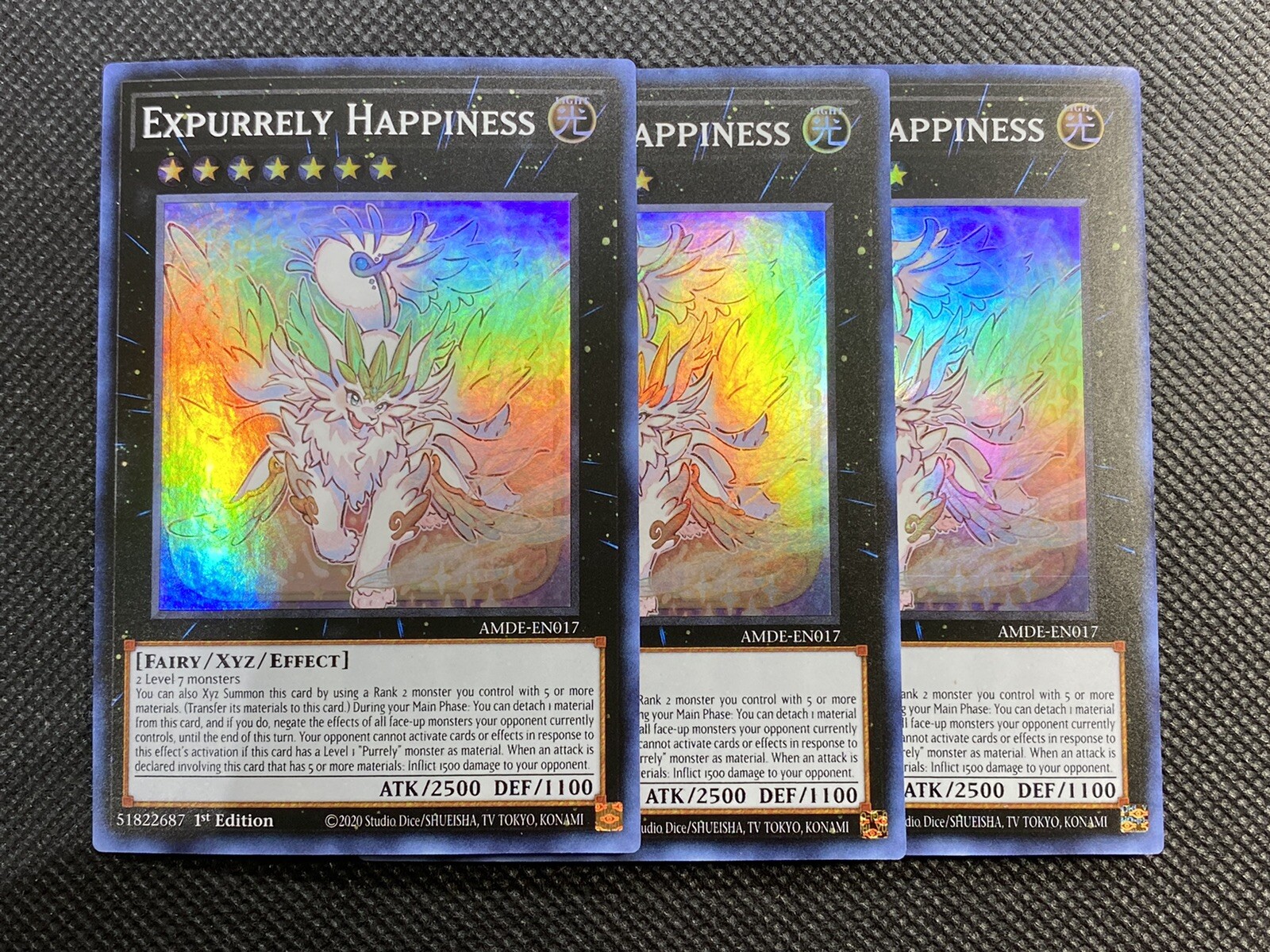 3x YuGiOh! - Expurrely Happiness AMDE-EN017 Super Rare 1st Edition Near ...