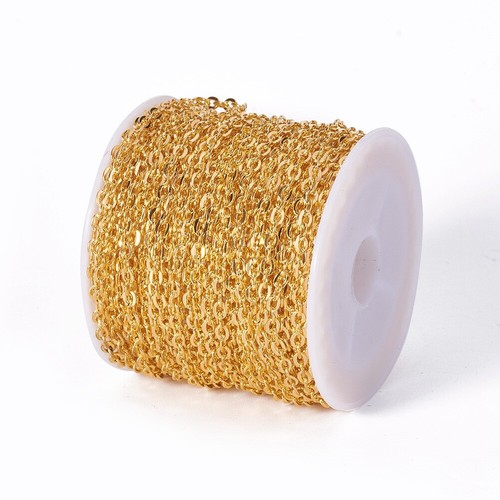 10m/roll Golden Cable Chains Unwelded Iron Cross Chains Finding 3x2mm ...