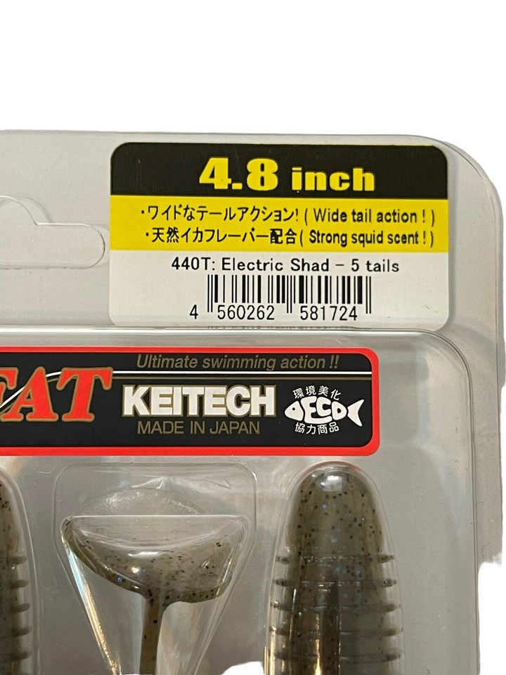 5 Pack Keitech Fat Swing Impact Paddle Tail Swimbait 4.8" Lure Electric ...