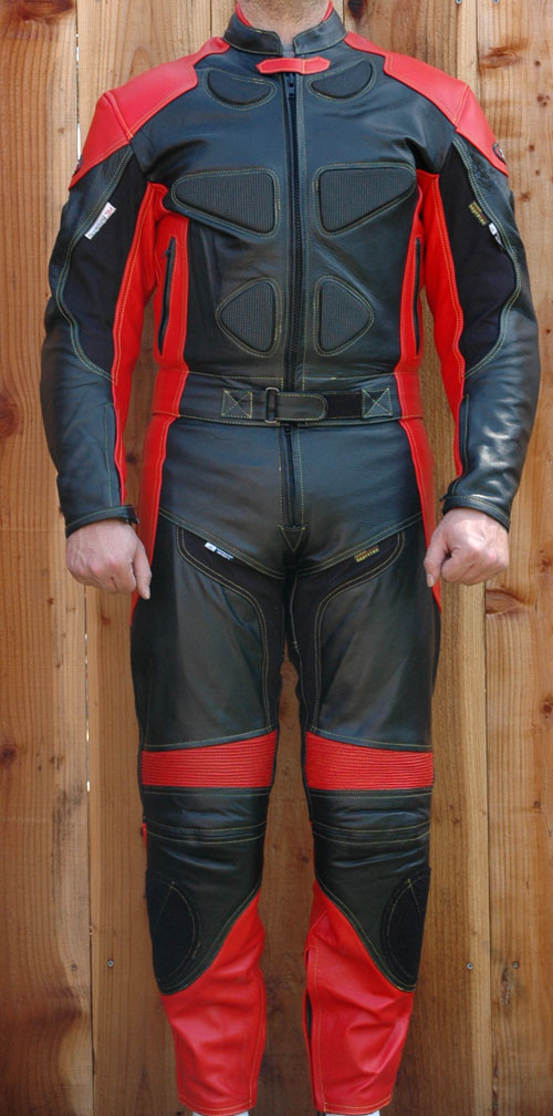 2PC THUNDER MOTORCYCLE LEATHER RACING RACE SUIT RED | eBay