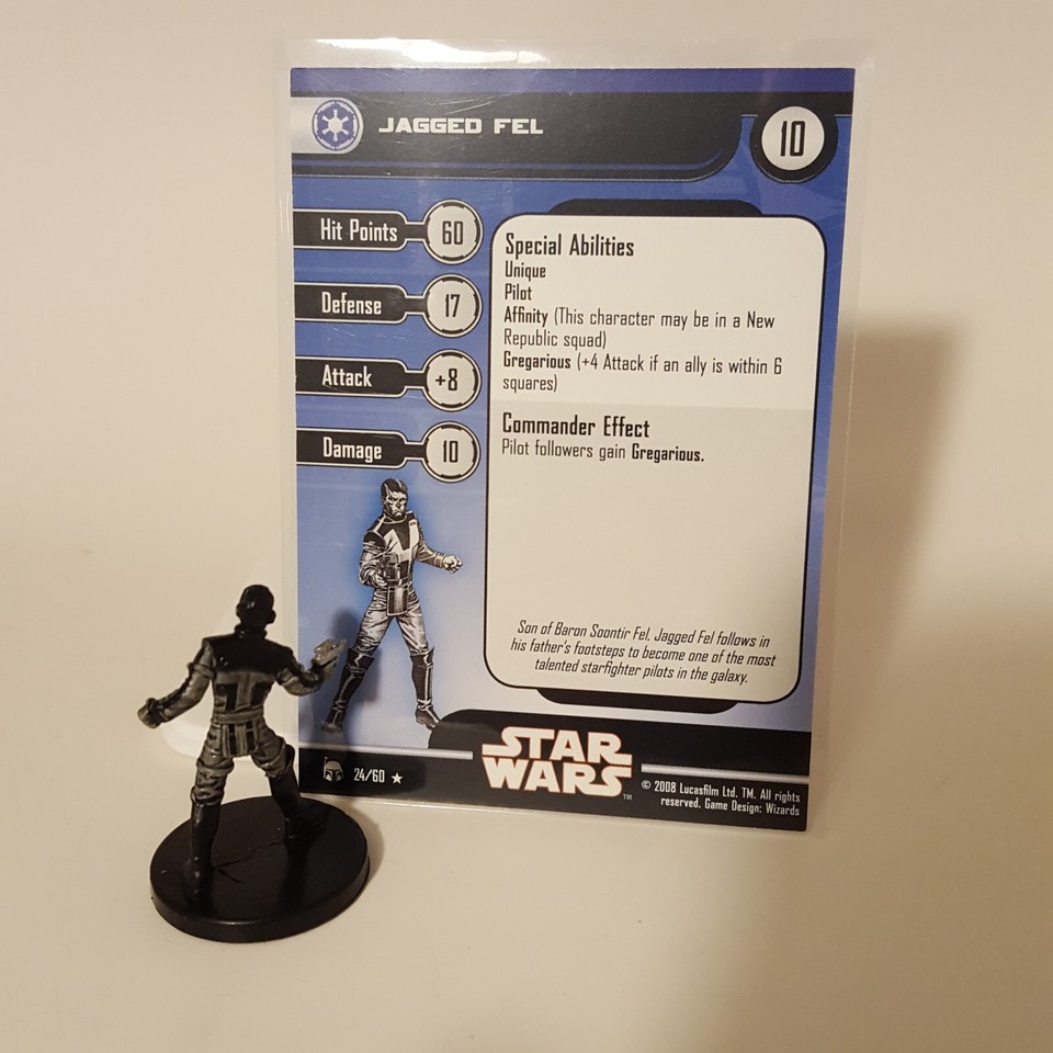 Jagged Fel w/ Card 24/60 R LotF SWM Star Wars Miniatures WotC RPG ...