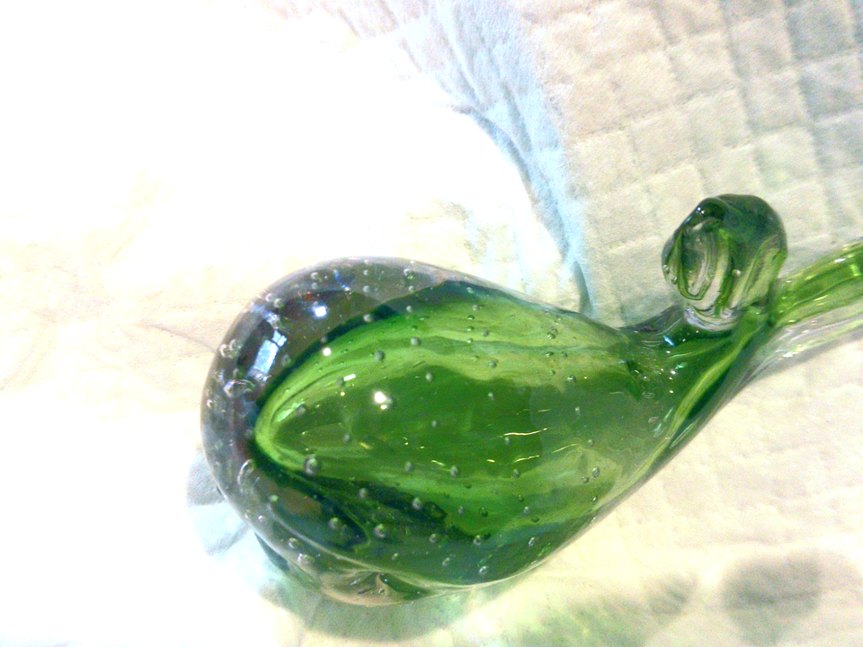 Beautiful Green Hand Blown Glass Whale Paper Weight ( please read ) | eBay