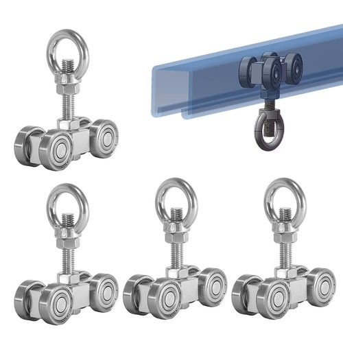 4 Wheel Silent Trolley Rollers for 1-5/8" Unistrut Channel with M10 ...