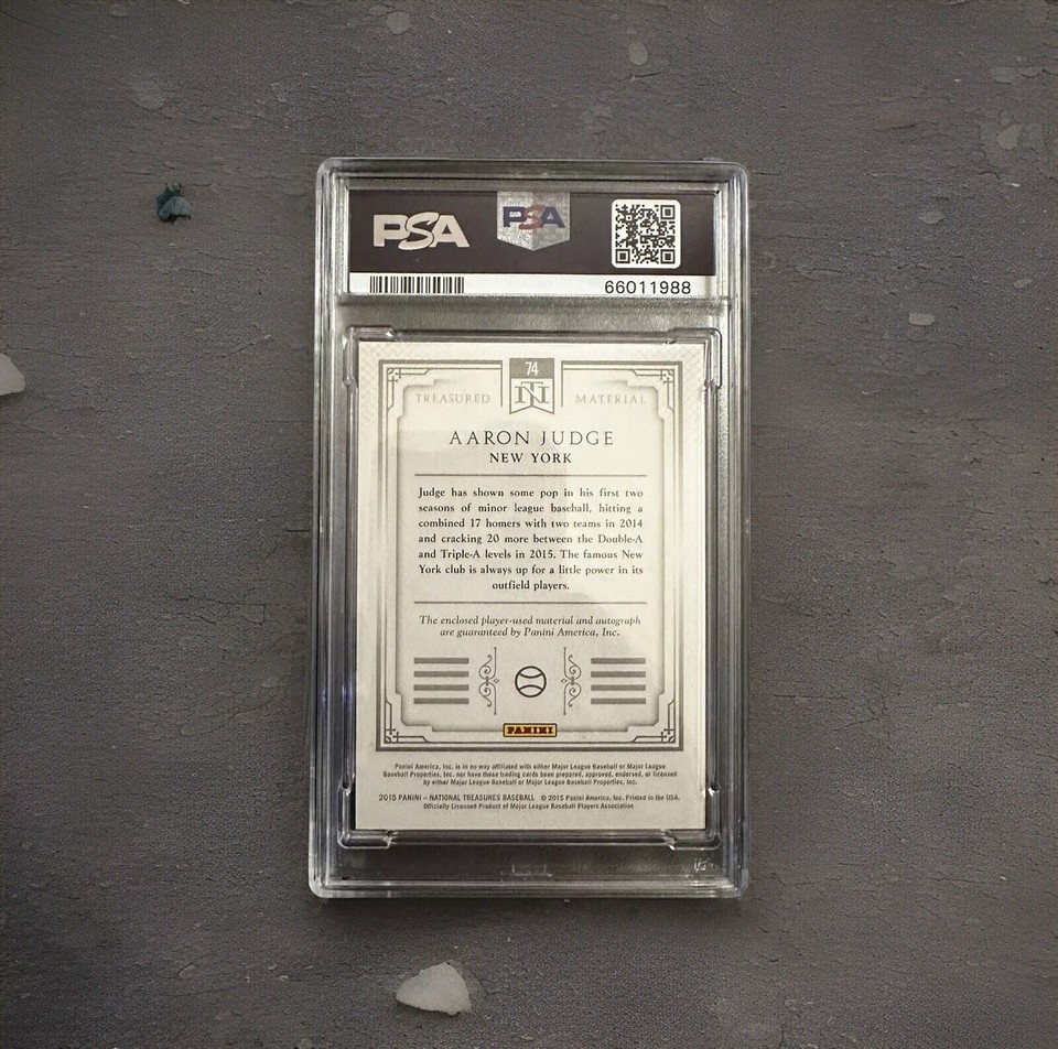 Rare AARON JUDGE 2015 National Treasures 1/1 Majestic Logo Man ...