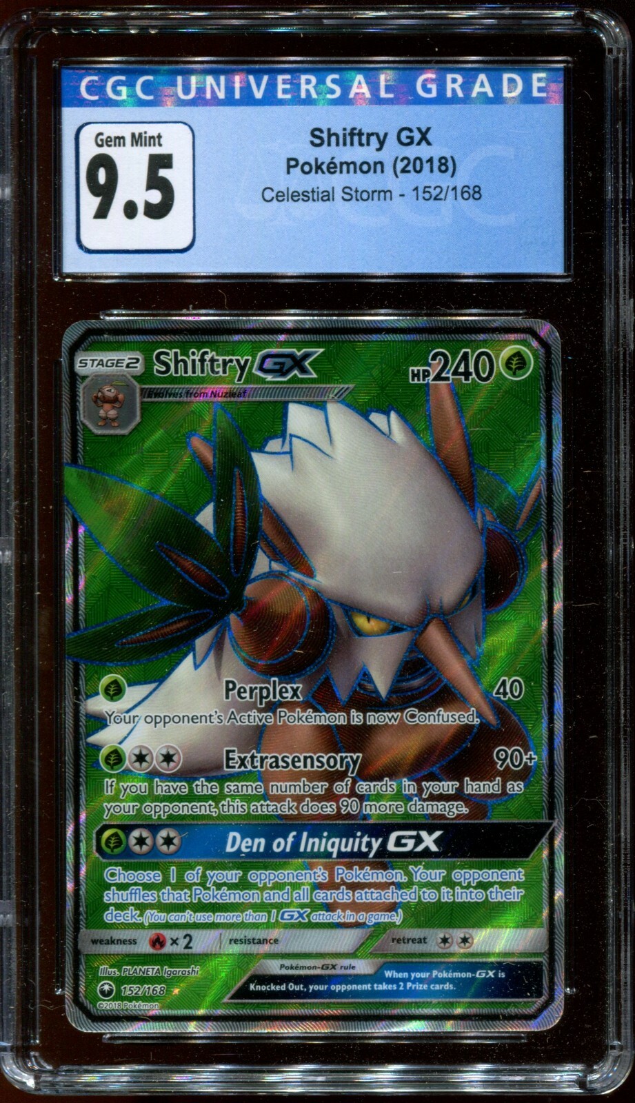 Shiftry GX Full Art - CGC 9.5 GEM MINT - Pokemon Celestial Storm 152/ ...