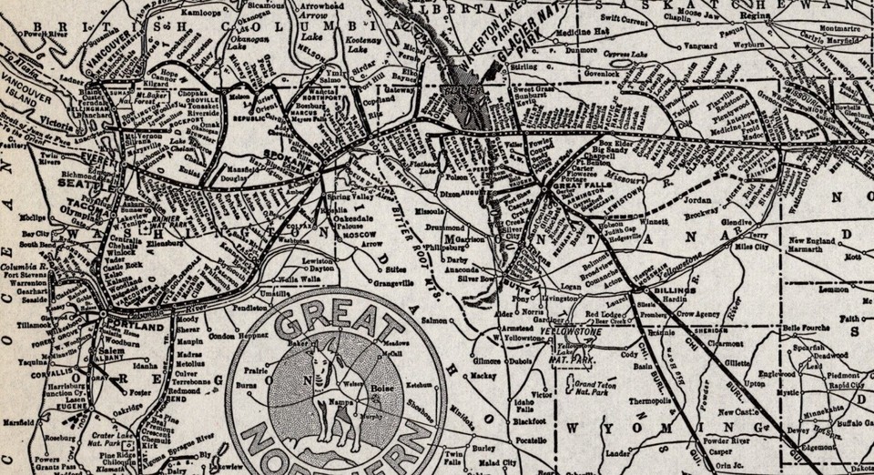 1931 Antique Great Northern Railway System Map Vintage Railroad Map ...