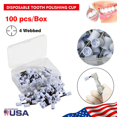 100pcs Dental Polishing Polish Cups Prophy Cup Latch Type Brush Rubber ...