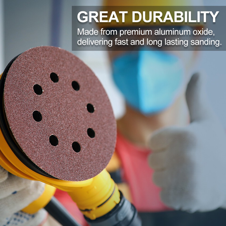 10pcs 5 Inch 8 Hole Hook Loop Sanding Discs Sandpaper for Random ...
