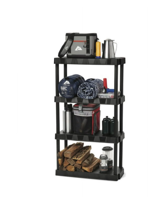 4-Tier Shelf Plastic Shelves Rack Storage Organizer Heavy Duty Garage ...