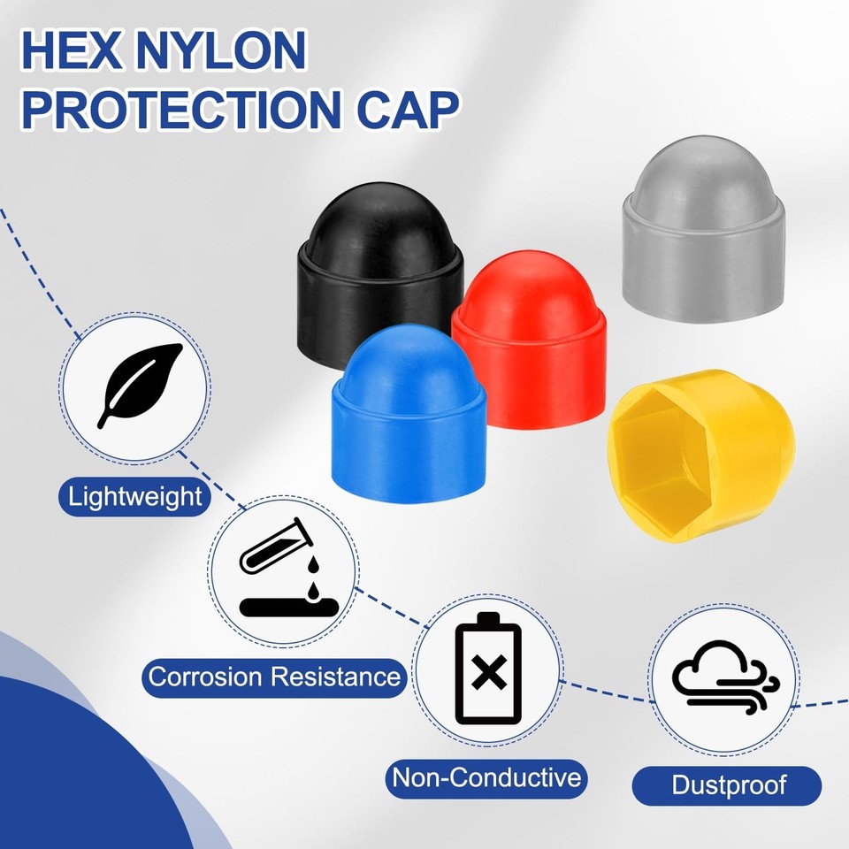 50 Pcs Hex Nut Cover, M20x30x37mm Nylon Screws Bolt Covers Caps Dome ...