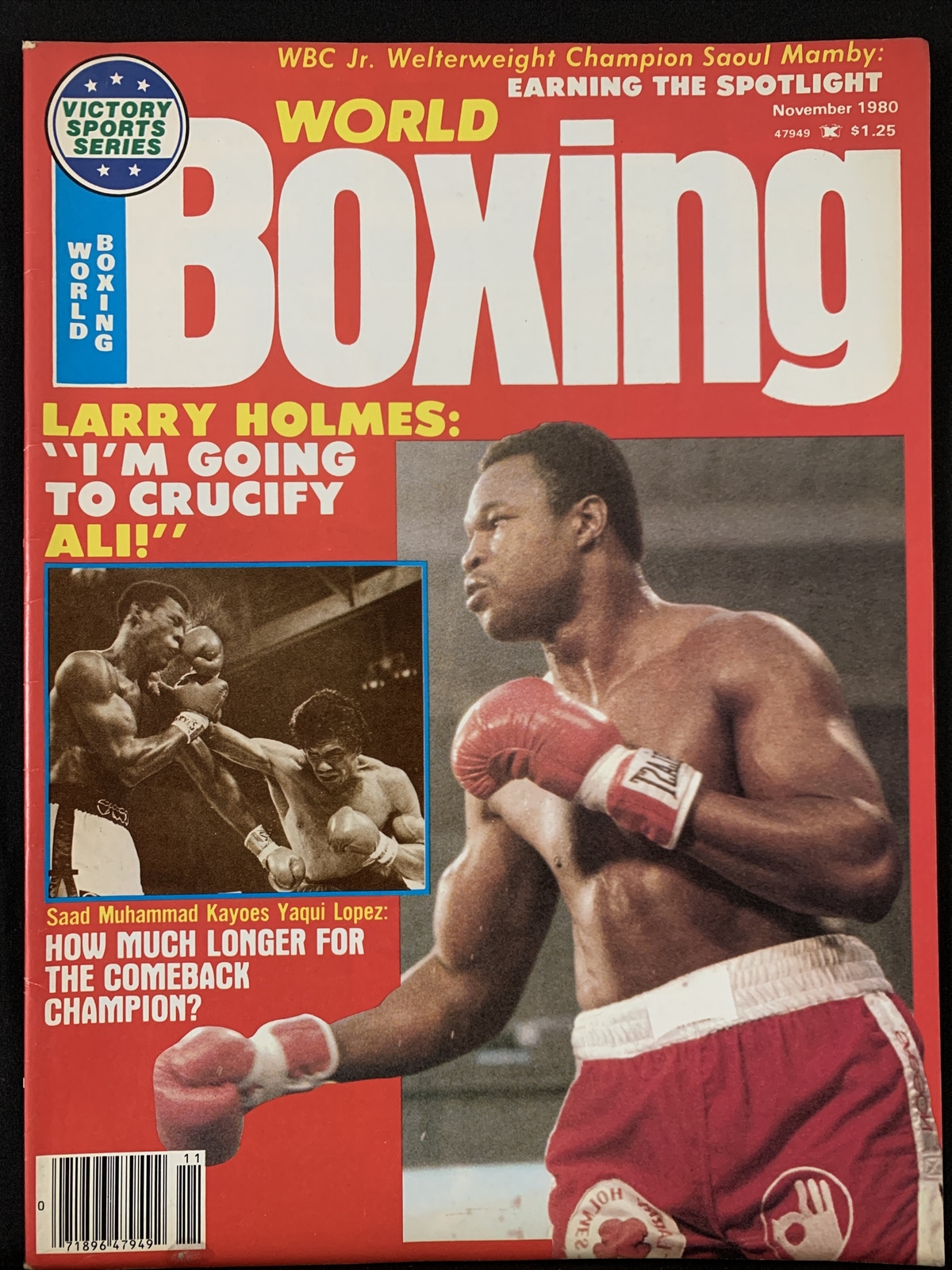 World Boxing Sport Magazine November 1980 Larry Holmes Ali Kayoes Yaqui ...