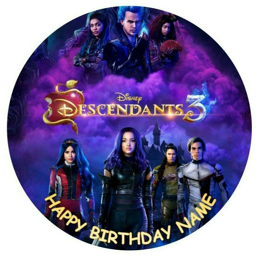 THE DESCENDANTS Image Birthday Party Cake Topper 19cm Round | eBay