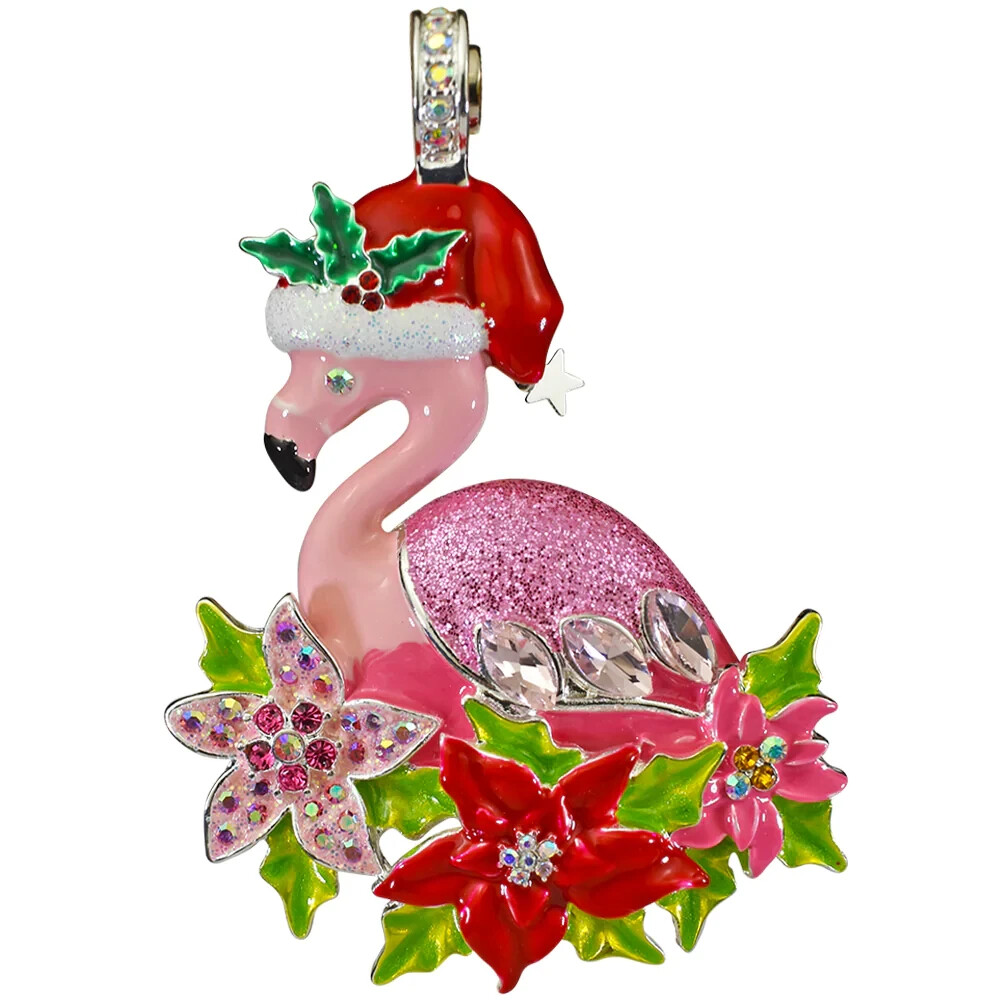 Kirks Folly Flirty Flamingo Santa Magnetic Enhancer sterling silvertone ...