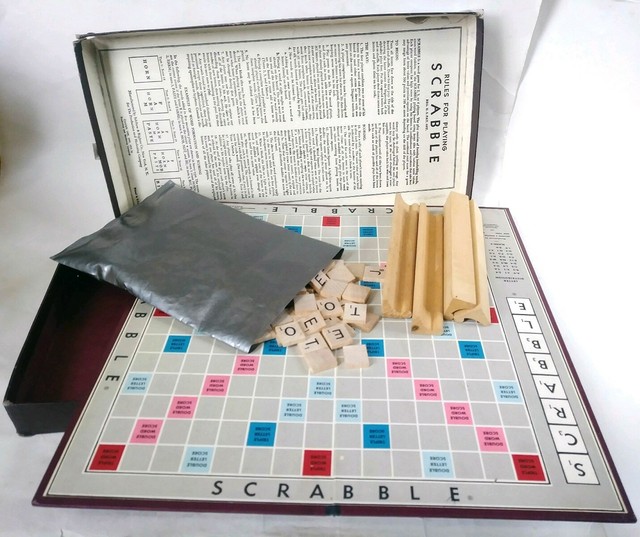 Vintage 1948 SCRABBLE Board Game Selchow Righter 100 Wood Tiles 4 vintage-1948-scrabble-board-game-selchow-righter-100-wood-tiles-4