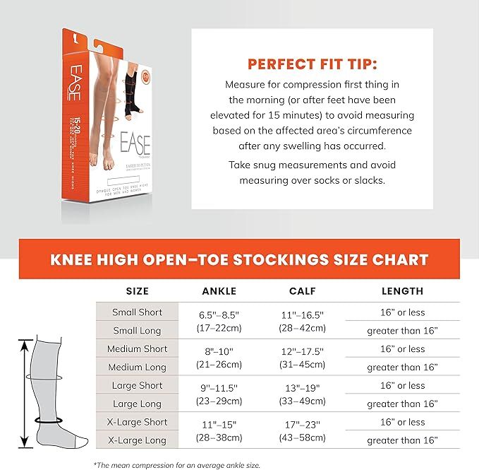 Therafirm Ease Opaque Open Toe Knee Highs 15-20mmHg (Sand) Large Long ...