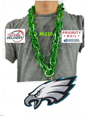Philadelphia Eagles NFL 3D Fan Chain Necklace Foam (Green Chain ...