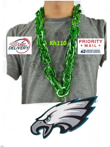 Philadelphia Eagles NFL 3D Fan Chain Necklace Foam (Green Chain ...