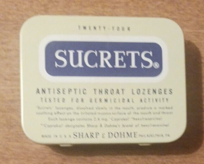 Vintage Sucrets Tin 24 Throat Lozenges Box Sharp & Dohme Philadelphia ...