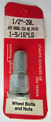 Wheel Lug Stud Bolt 1/2"-20L 1-9/16" .645 Knurl Wheel Pac 98143 NOS | eBay