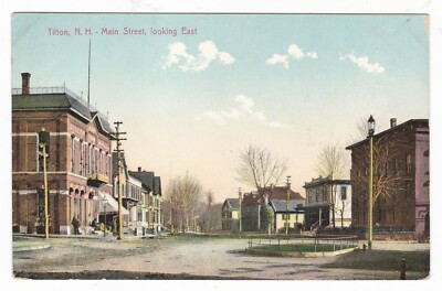 c1910 TILTON NEW HAMPSHIRE DOWNTOWN HOTEL STORE VINTAGE POSTCARD NH OLD ...