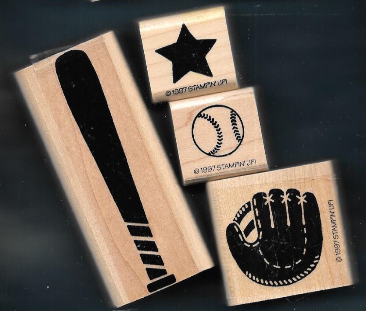 BASEBALL BAT MITT BALL SPORT GEAR HOBBY All Star STAMPIN' UP! wood ...