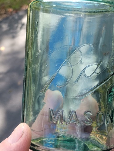 Antique BALL MASON Pint Aqua Jar Triple L Dropped Spur A Beautiful ...