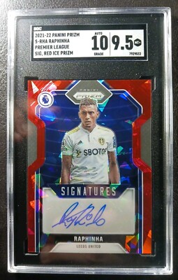 Raphinha Prizm Red Ice Signatures Autograph MVP 🔥Barcelona 10 Auto SGC ...