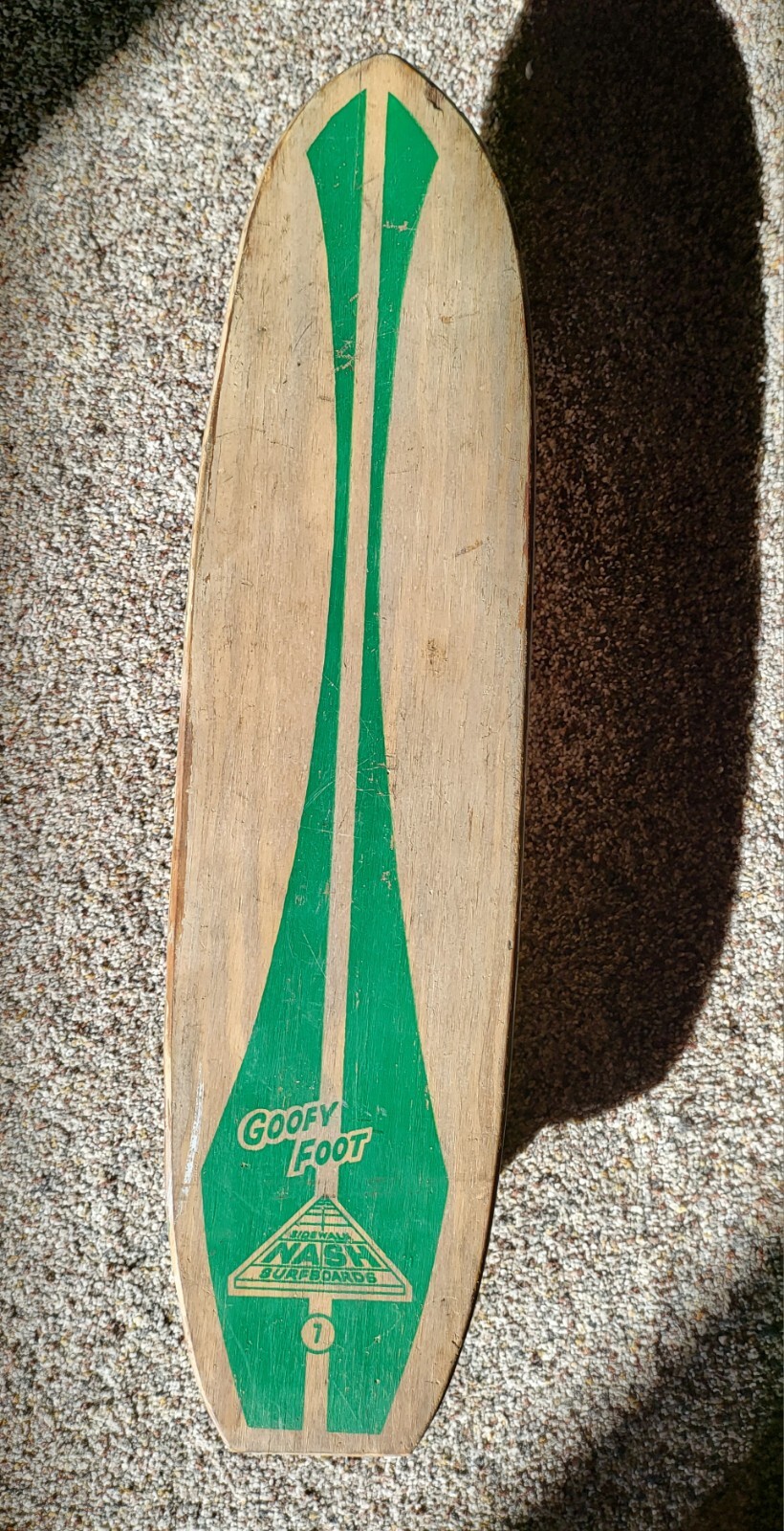 Vintage 1960s Nash Wood Goofy Foot Skateboard Green Print Rare 21” Surf ...