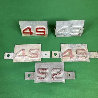 lot of 5 Vintage License Plate Metal Registration Date Tag 1949 1952 ...