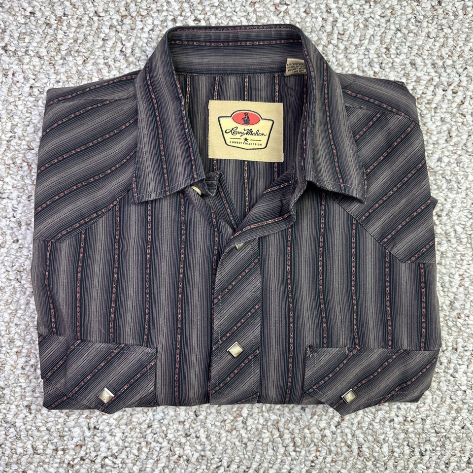 Larry Mahan Cowboy Collection Black Diamond Snap Button Up Shirt ...