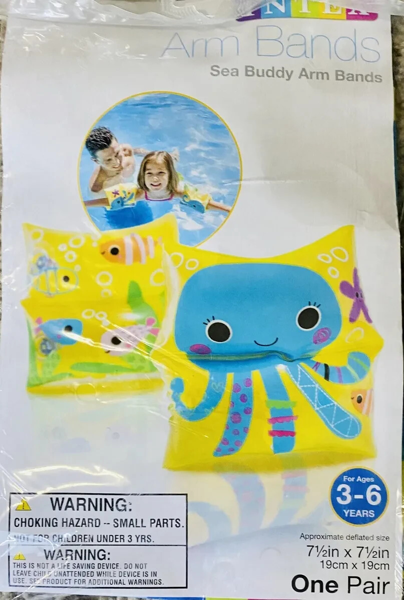 Intex Children’s Inflatable Arm Band Pool Floatie Swimming Aid, Sea ...