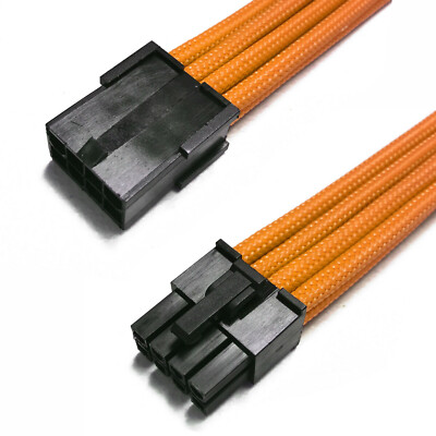 8-Pin Orange GPU PSU Sleeved Graphic Card Power Supply Extension ...